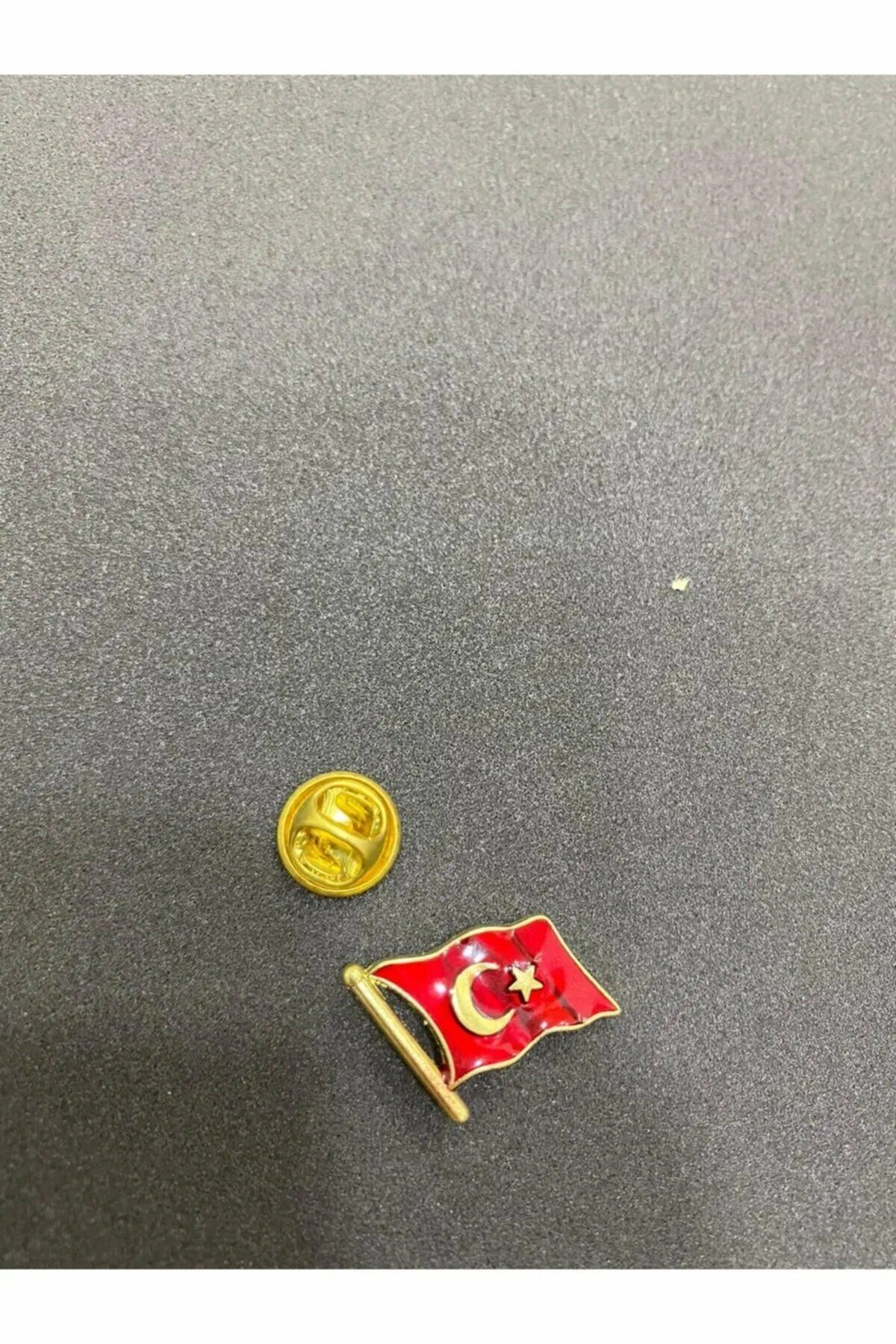 Ay Yıldız Türk Bayrağı Yaka Rozeti Altın Kaplama Zeminli Kadın Erkek ...